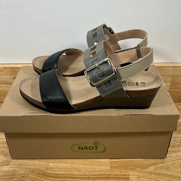 Naot | Shoes | New Naot 38 7 Two Tone Black Gray Brown Leather ...